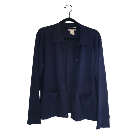 Talbots | Sweaters | Talbots Navy Button Up Cardigan Womens Size L ...